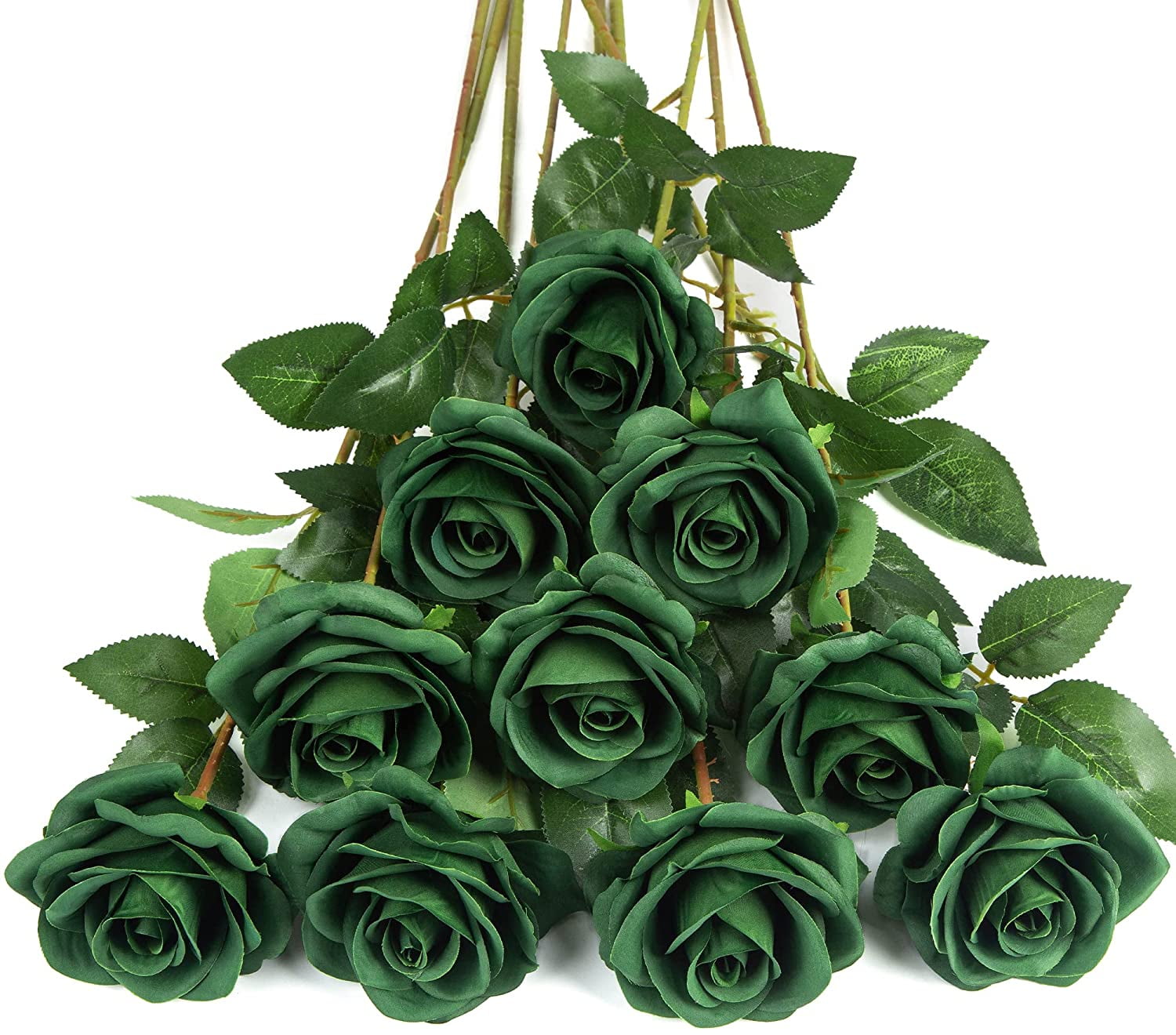 10pcs Fake Roses Artificial Silk Flowers Faux Rose Flower Long Stems ...