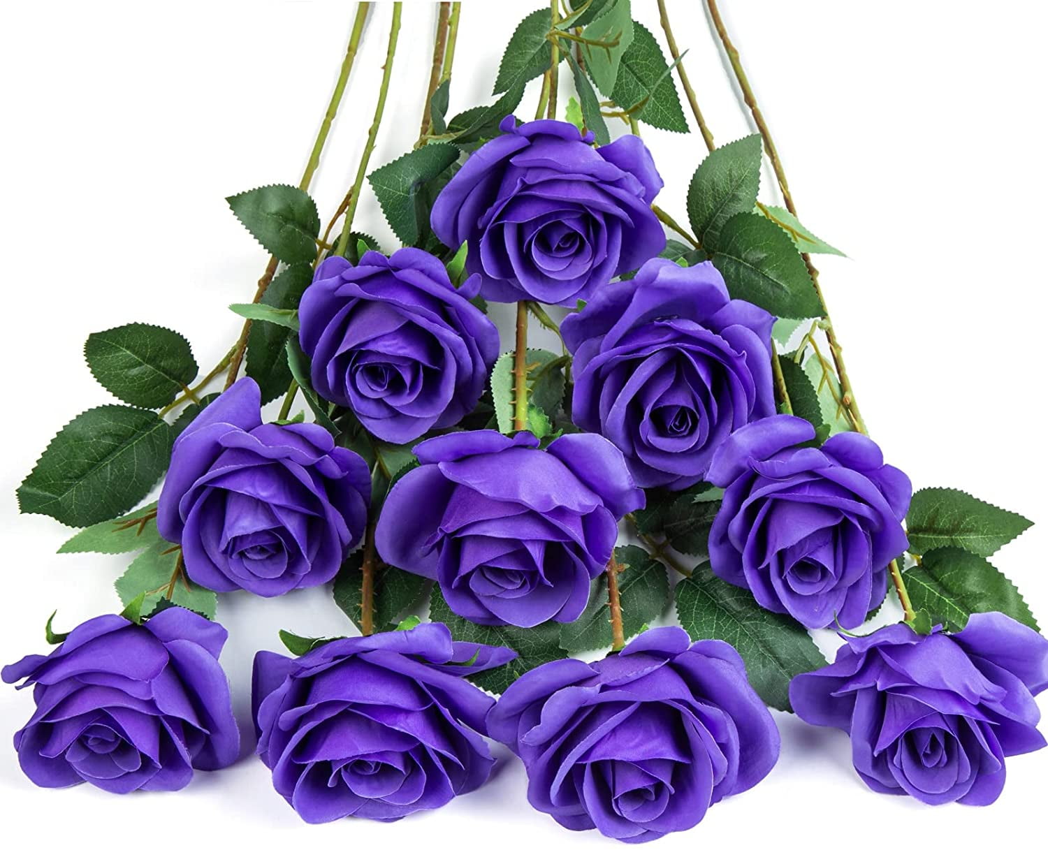 10pcs Fake Roses Artificial Silk Flowers Faux Rose Flower Long Stems ...