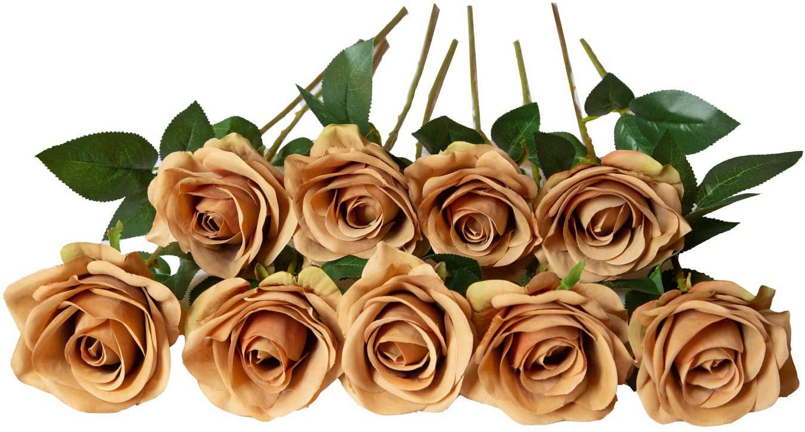 10pcs Fake Roses Artificial Silk Flowers Faux Rose Flower Long Stems ...