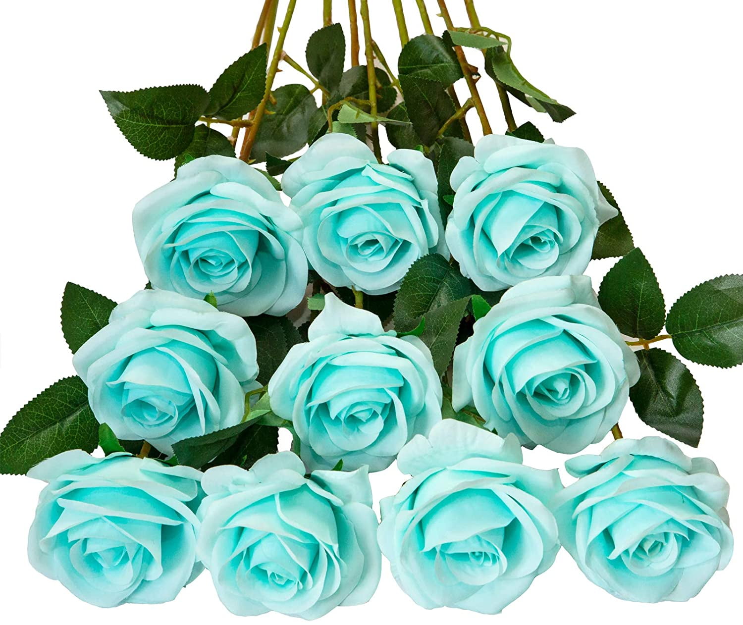 10pcs Fake Roses Artificial Silk Flowers Faux Rose Flower Long Stems ...