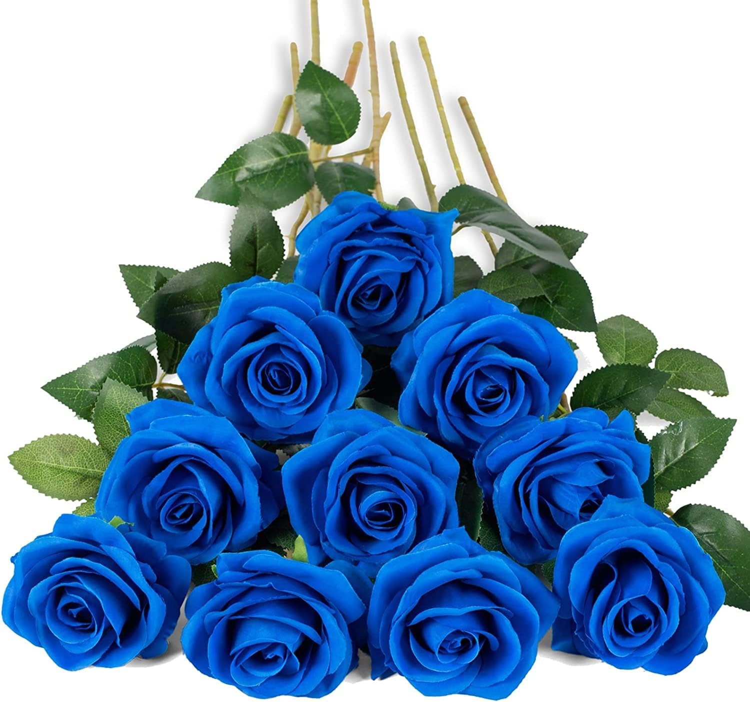 10pcs Fake Roses Artificial Silk Flowers Faux Rose Flower Long Stems ...