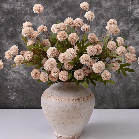 10pcs Fake Silk Pompon Mum Artificial Flowers, Bulk Faux Mini ...