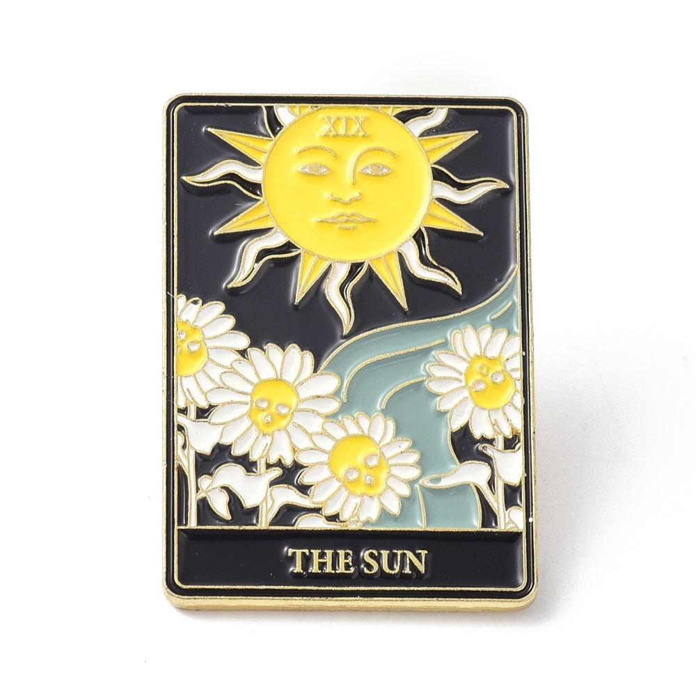 10pcs Fashion Tarot Card Enamel Pin Alloy Brooch Golden The Sun XIX 30 ...