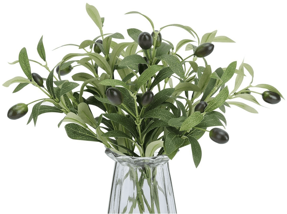 10pcs Faux Olive Leaves Stems 11.4” Tall Artificial Plants Olive Tree ...