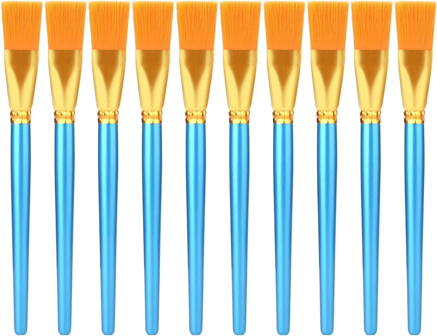 10pcs Flat Paint Brushes 1 Inch Wide, Watercolor Acrylic Paint Brush ...