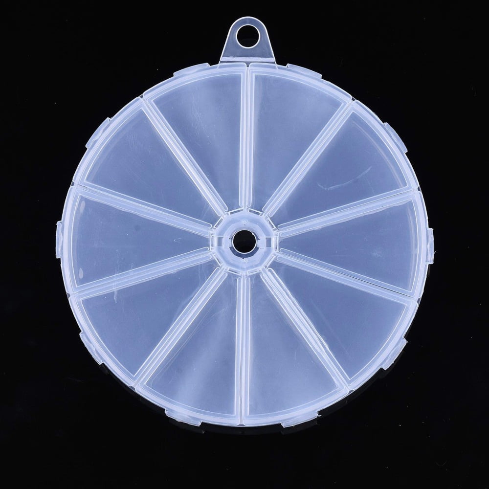 10pcs Flat Round Polypropylene(PP) Bead Storage Containers with Hinged ...
