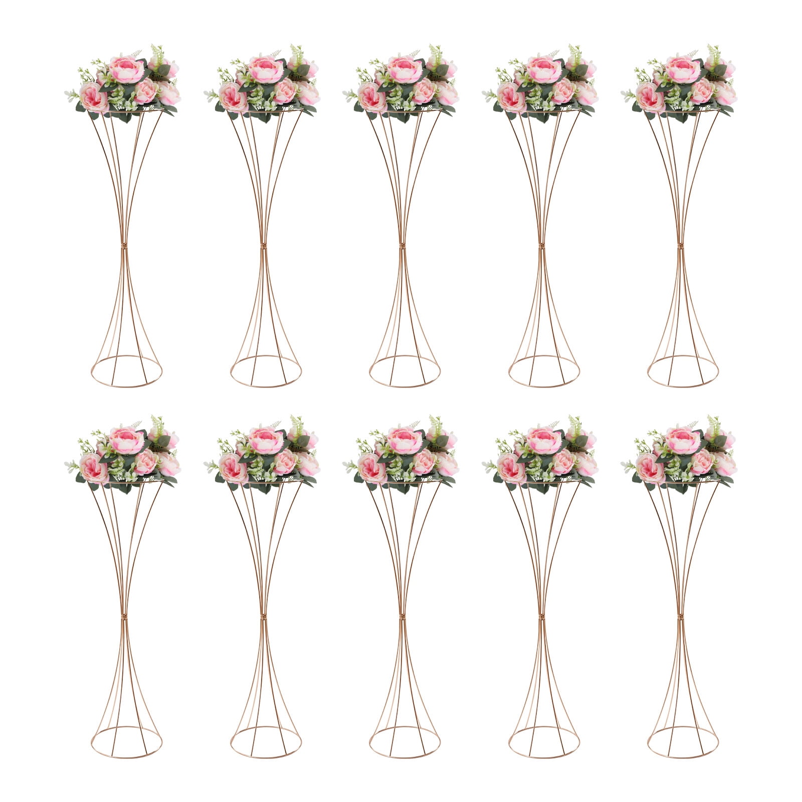 10pcs Flowered Iron Trumpet Vase Elegant Wedding Centerpieces Gold ...