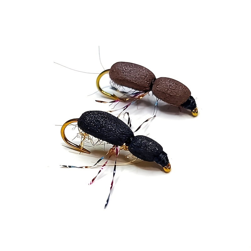 10pcs Foam Beetle Fishing Lures - Floating Dry Flies for Trout & Salmon ...