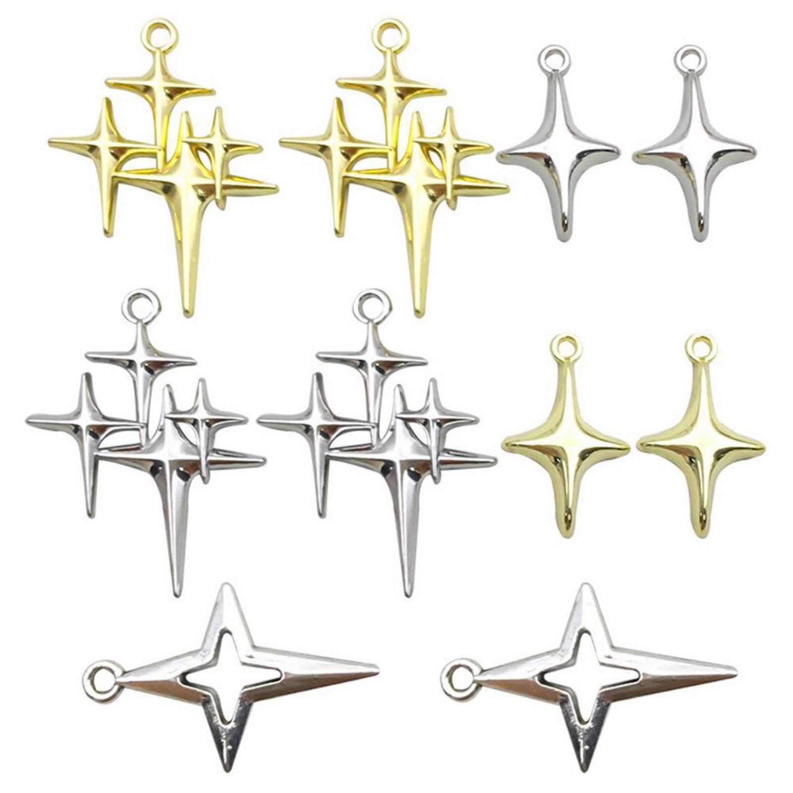 10pcs Four Pointed Star Pendant Delicate Star Shaped Pendants Versatile ...