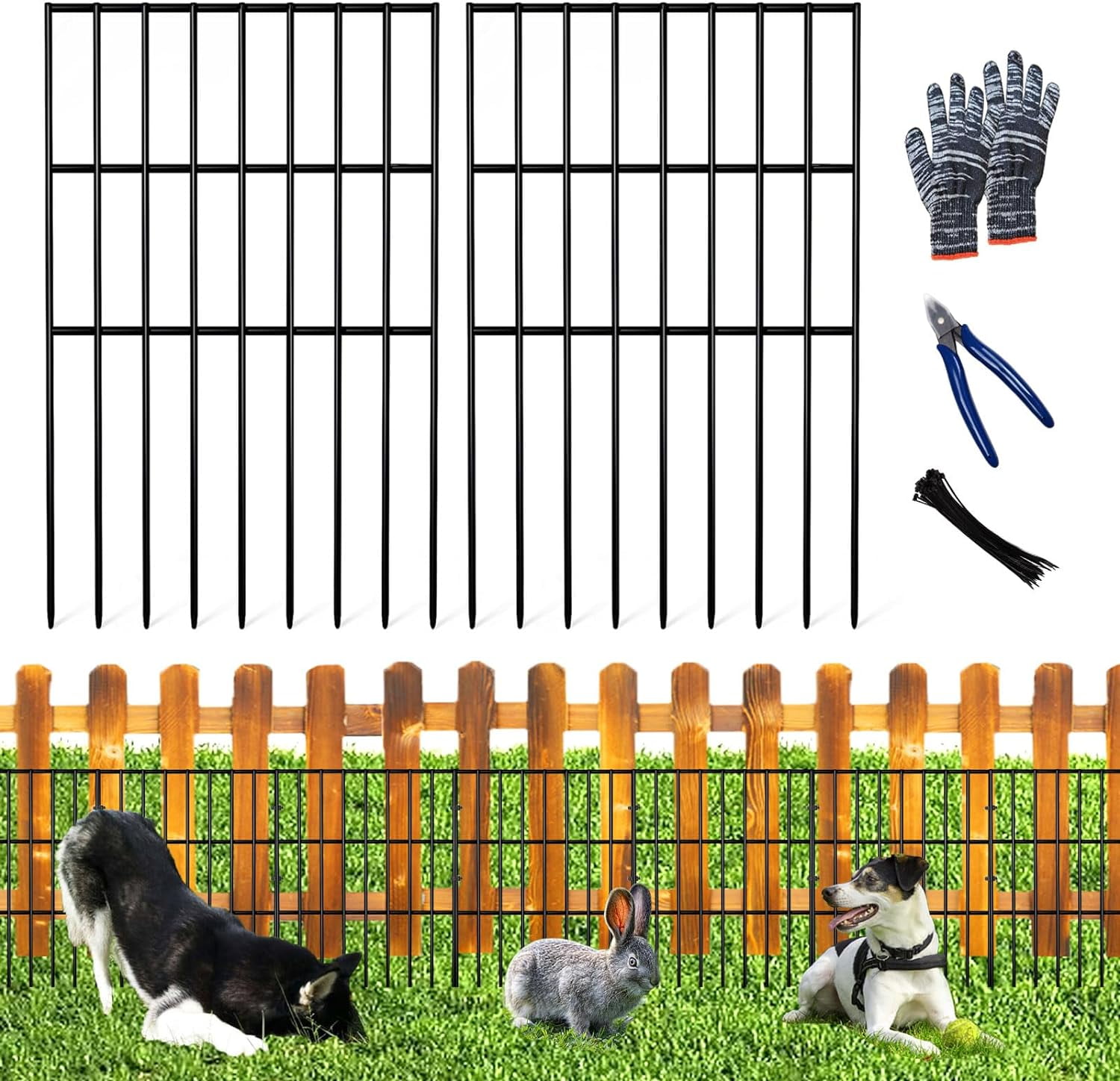 10pcs Garden Fence Animal Barrier 10.8ft(L) X 17in(H) No Dig Barrier Fencing Dog Rabbits Blocker ...