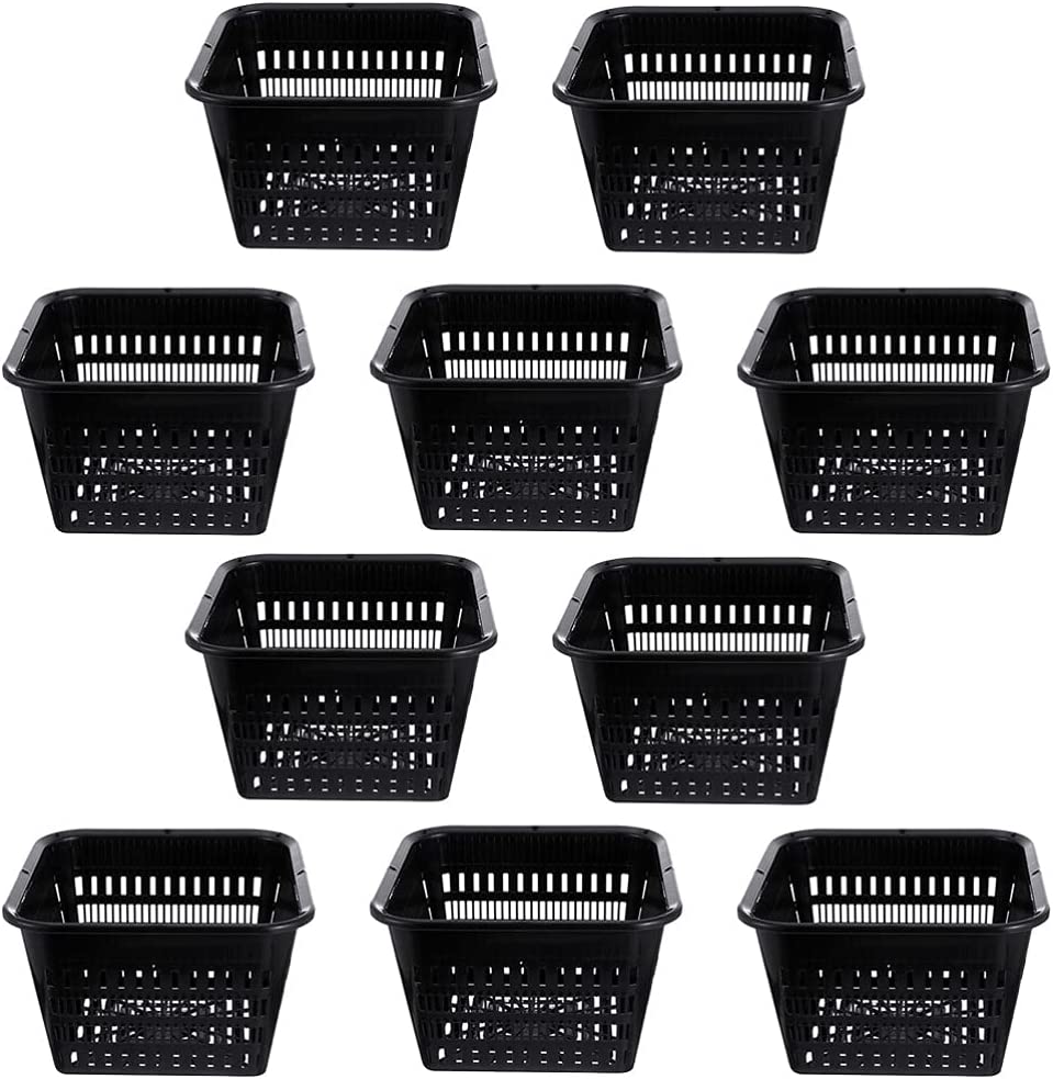 10pcs Garden Slotted Mesh Net Cup Filter Plant Net Pots Black Wide Lip ...