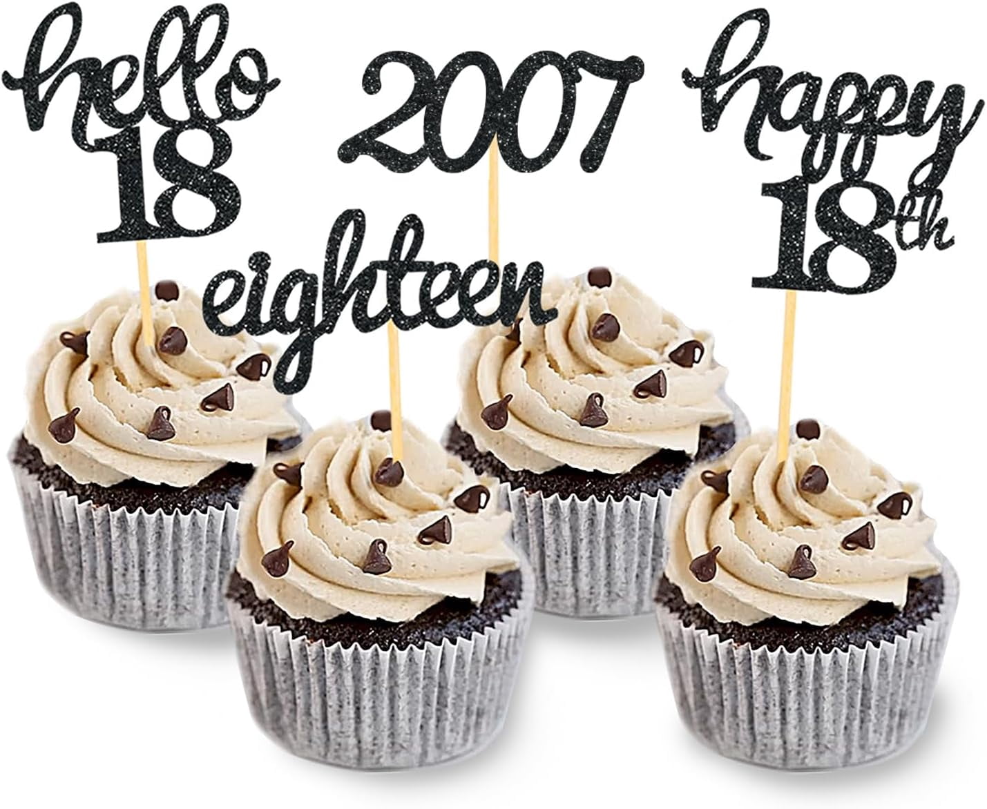10pcs Glitter 18th Birthday Cupcake Toppers for Celebrating 18th ...