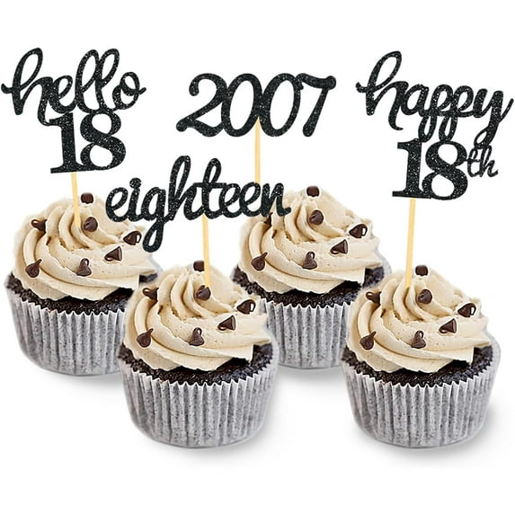 10pcs Glitter 18th Birthday Cupcake Toppers for Celebrating 18th ...
