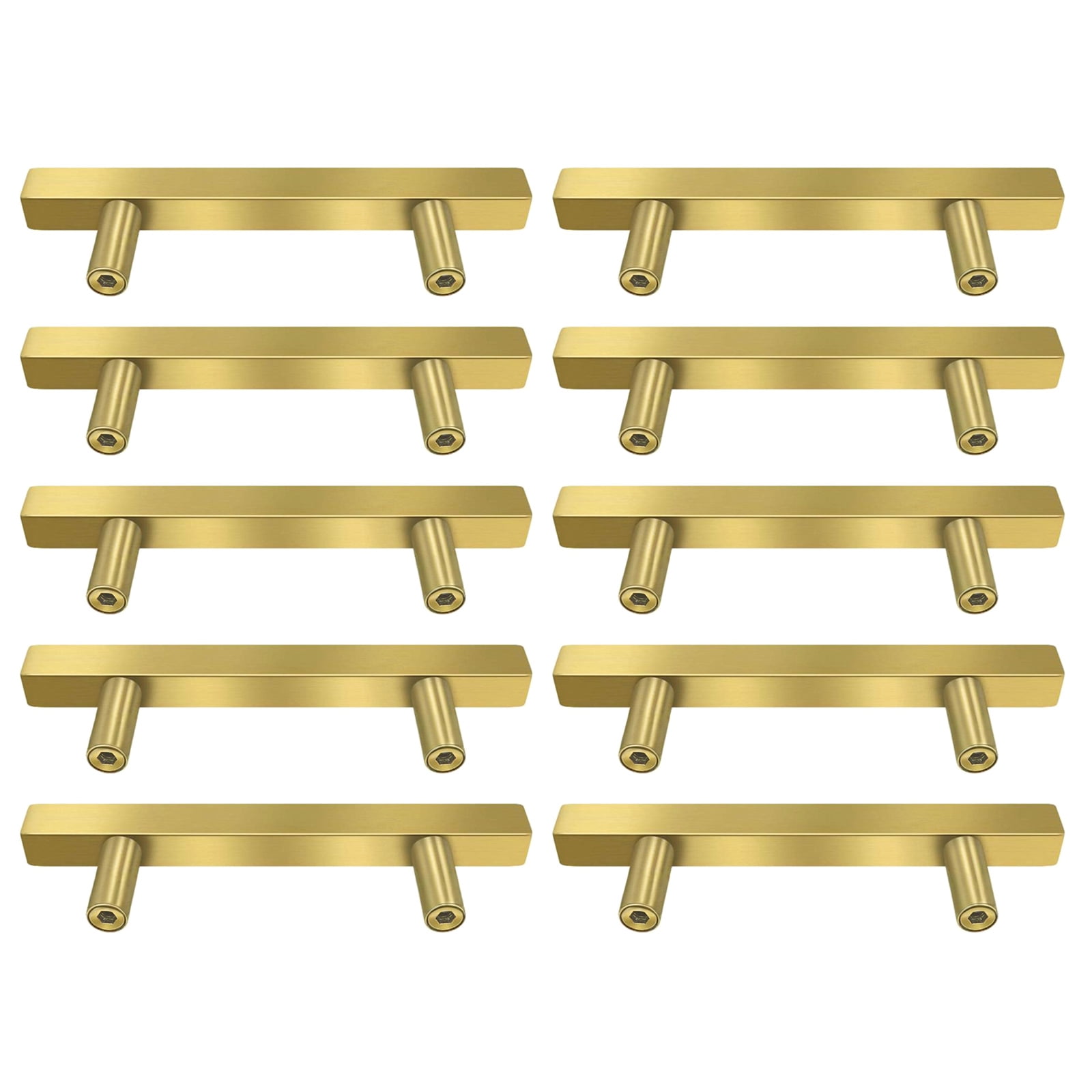 10pcs Gold Square Rod Drawer Pulls Brushed Brass Handles Interior ...