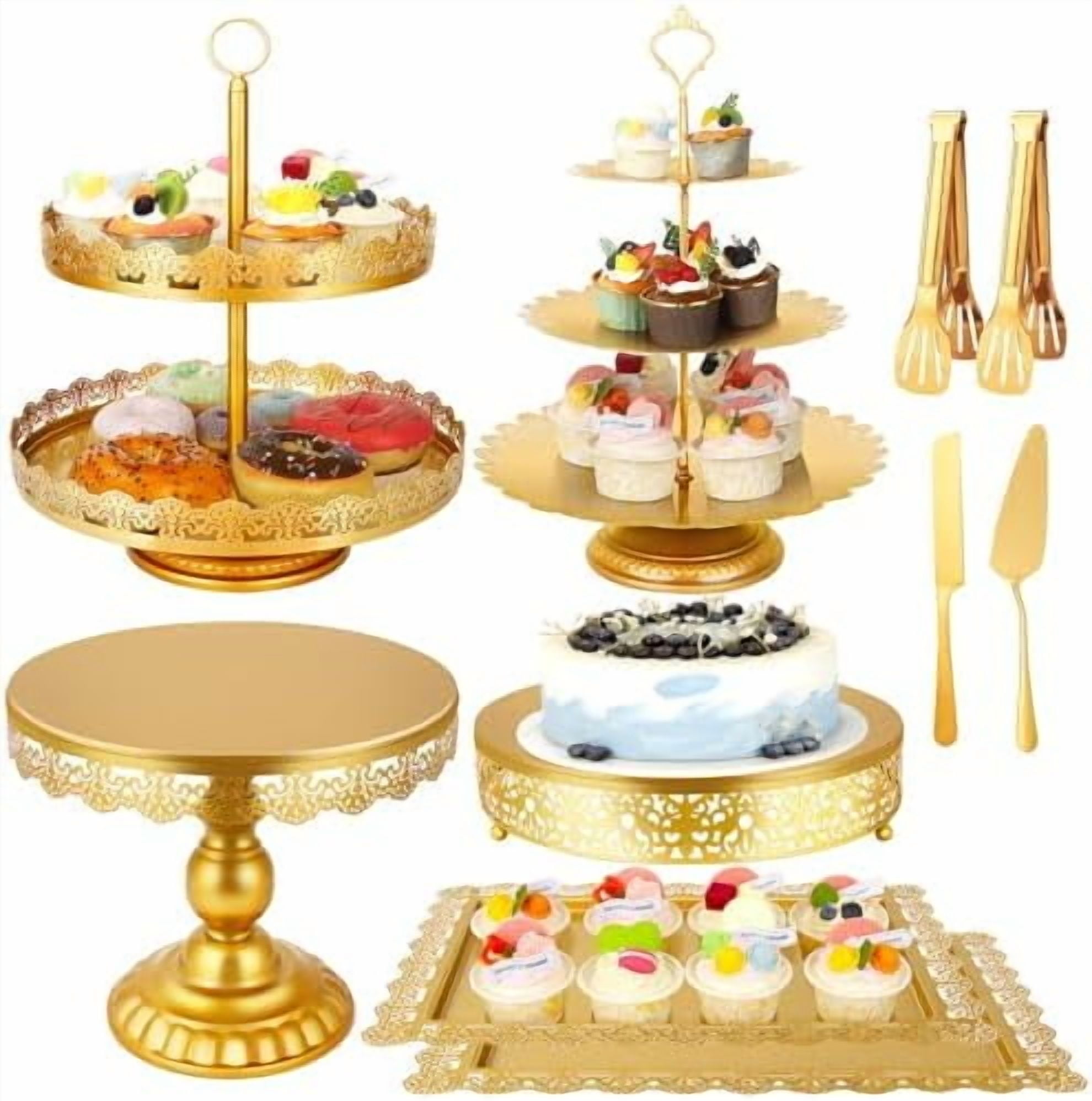 10pcs Gold Cake Stand for Party Dessert Table Display Set Tiered ...