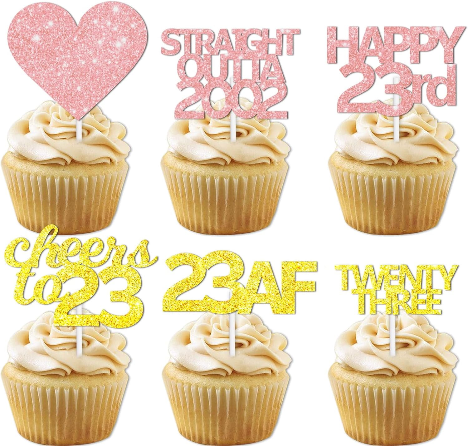 10pcs Gold Pink Glitter Dessert Cupcake Pick for Straight Outta 2002 ...