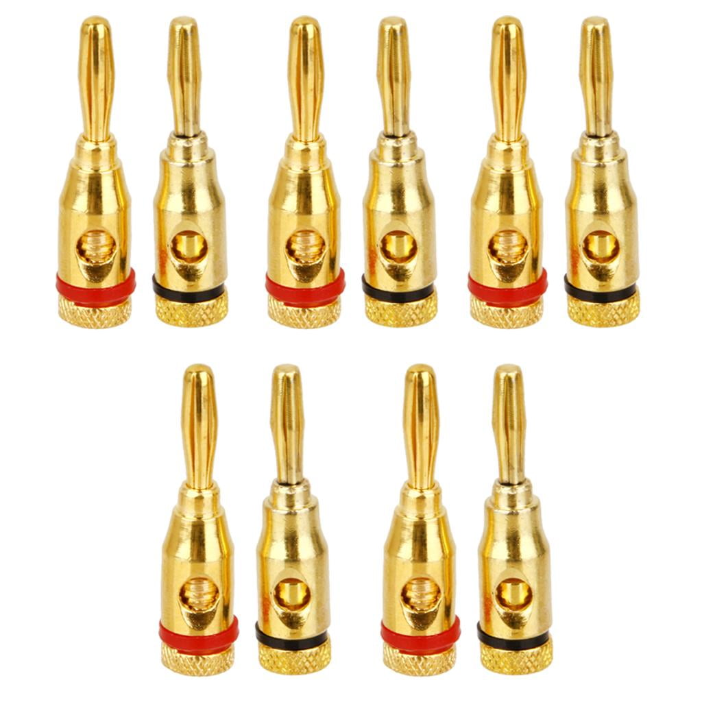 10pcs Gold Plated Musical Speaker Cable Wire Screw Banana Plug ...