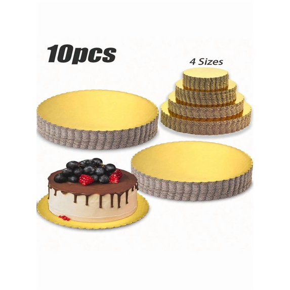 10pcs Golden Disposable Cake Boards - 6/8/10/12 Inch, Grease & Moisture ...