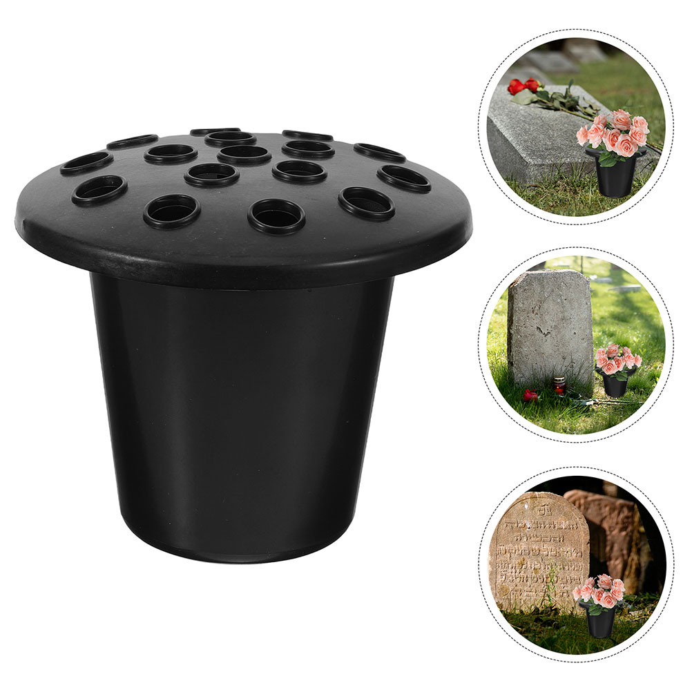 SEWCHICS 10Pcs Plastic Cemetery Vase with 16 Holes for Grave Flower ...