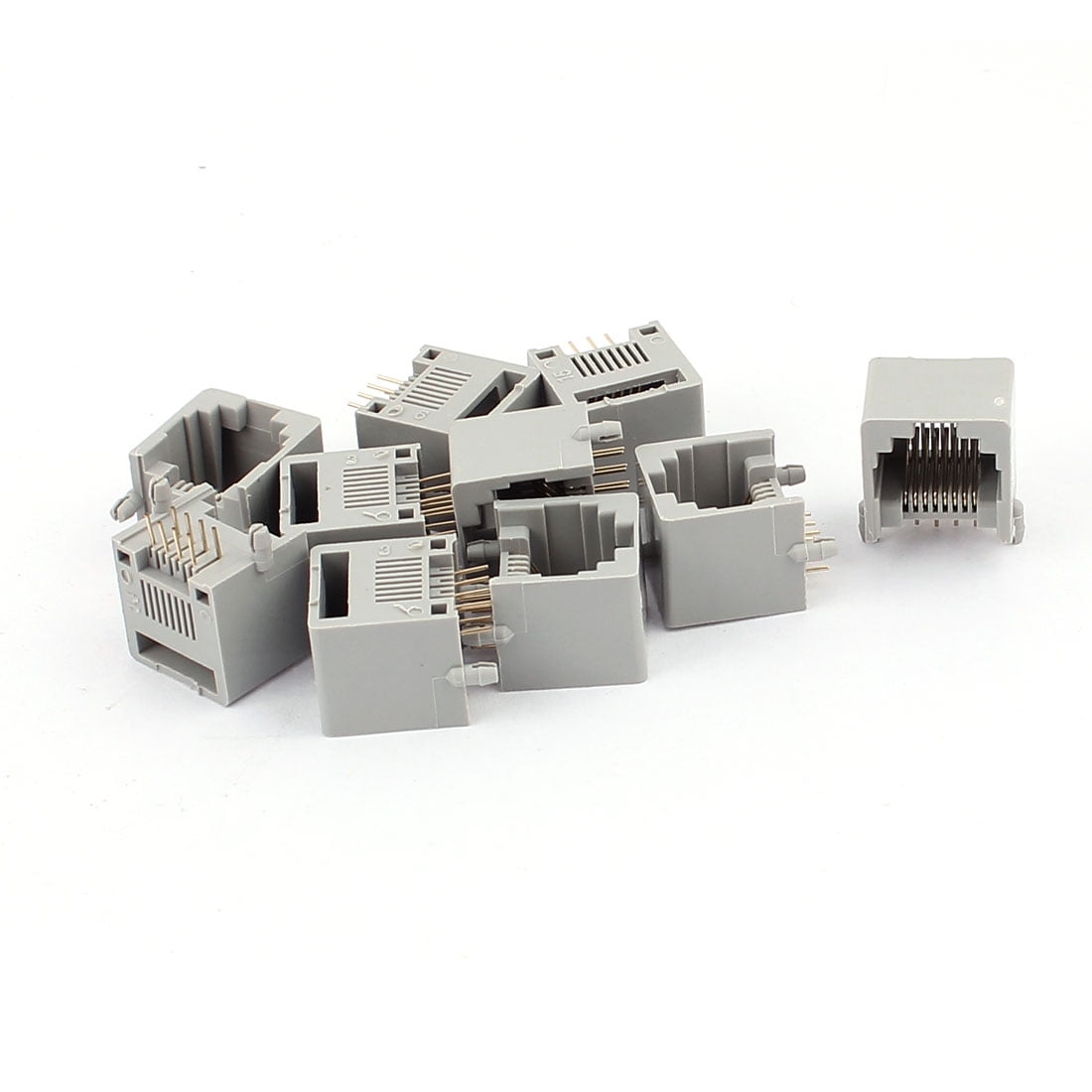 10pcs Gray Plastic RJ45 8P8C Modular PCB Mount Network Internet Jack ...
