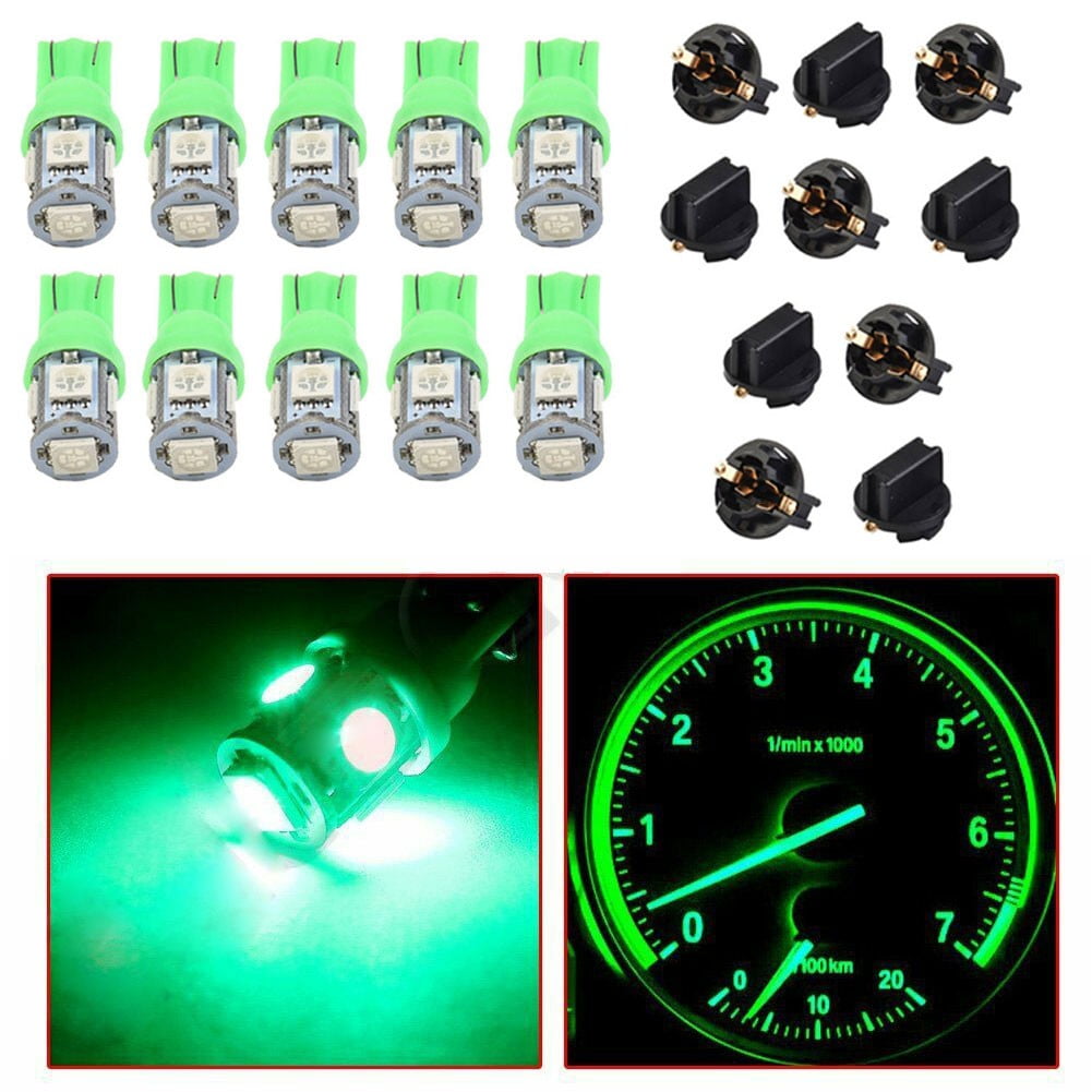 10pcs Green For T10 194 LED Bulbs Instrument Panel Gauge Cluster Dash ...