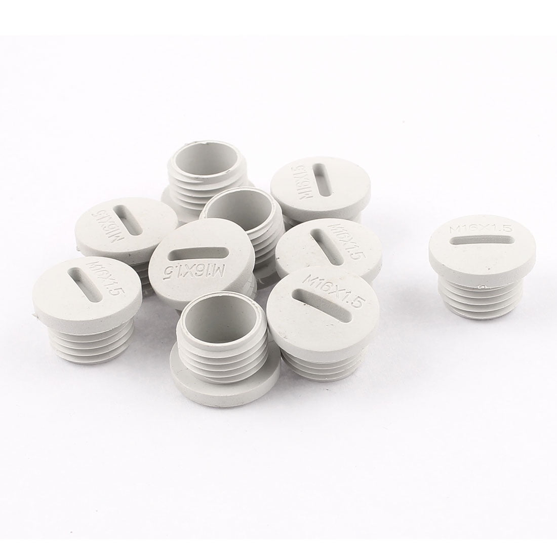 10pcs Grey Nylon Round Head Blanking Plug Cap End Threaded M16 x 8mm ...