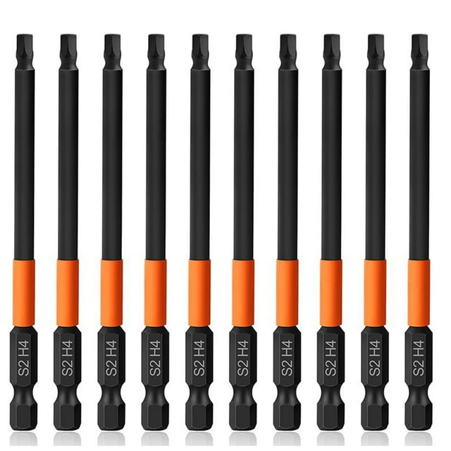 10pcs H4 Hex Driver Set, 1/4 Inch Hex Bits Set, 100mm Magnetic Hex Shank Allen Key Drill Set ...