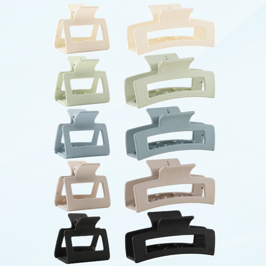 10pcs Hair Clips, Women's Neutral, Large and Small Rectangular Clips ...