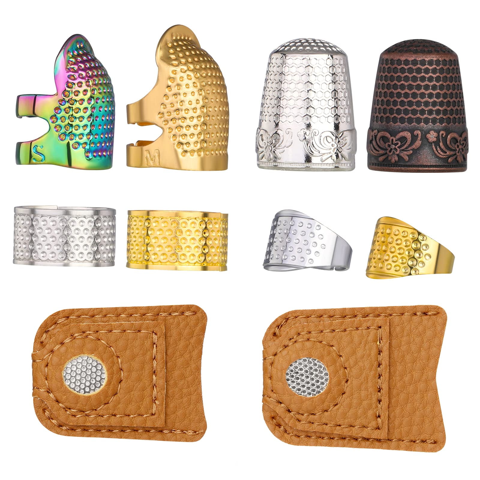 10pcs Hand-Working Sewing Thimble, Adjustable Metal Finger Shield Ring ...