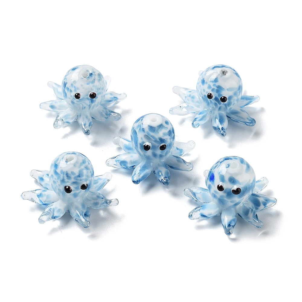 10pcs Handmade Bumpy Lampwork Beads Strands Octopus Deep Sky Blue ...