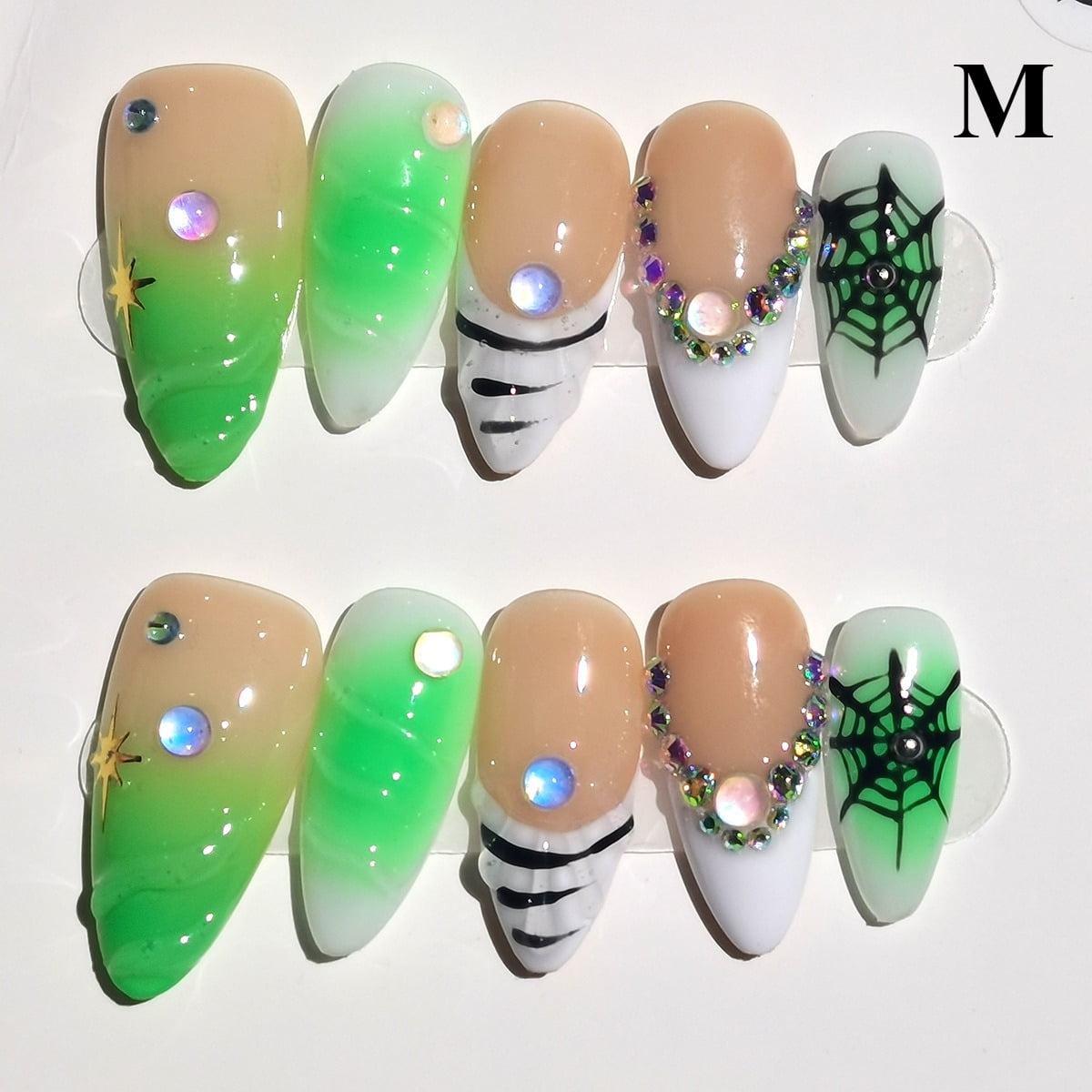 10pcs Handmade Duck Press on Nails Y2K False Nails Leopard Print Fake ...