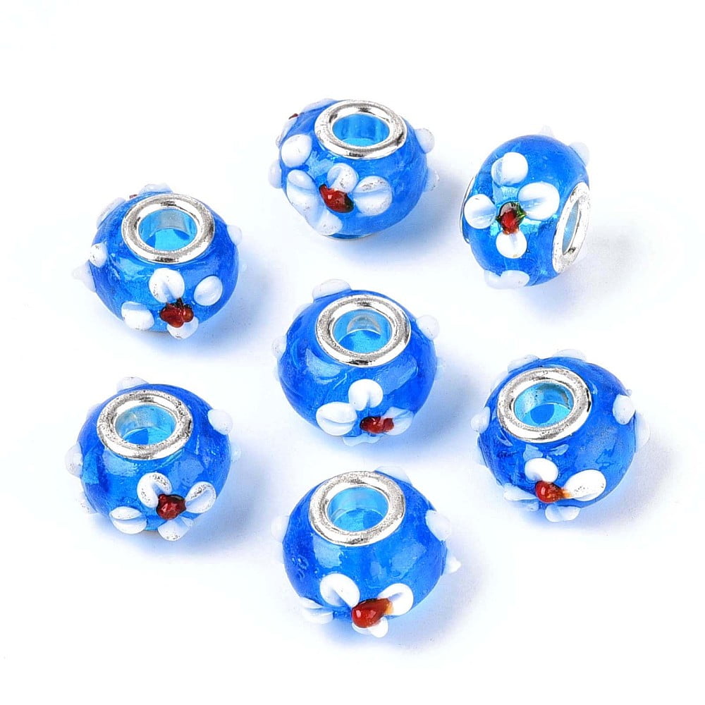 10pcs Handmade Lampwork European Beads Bumpy Lampwork with Platinum ...
