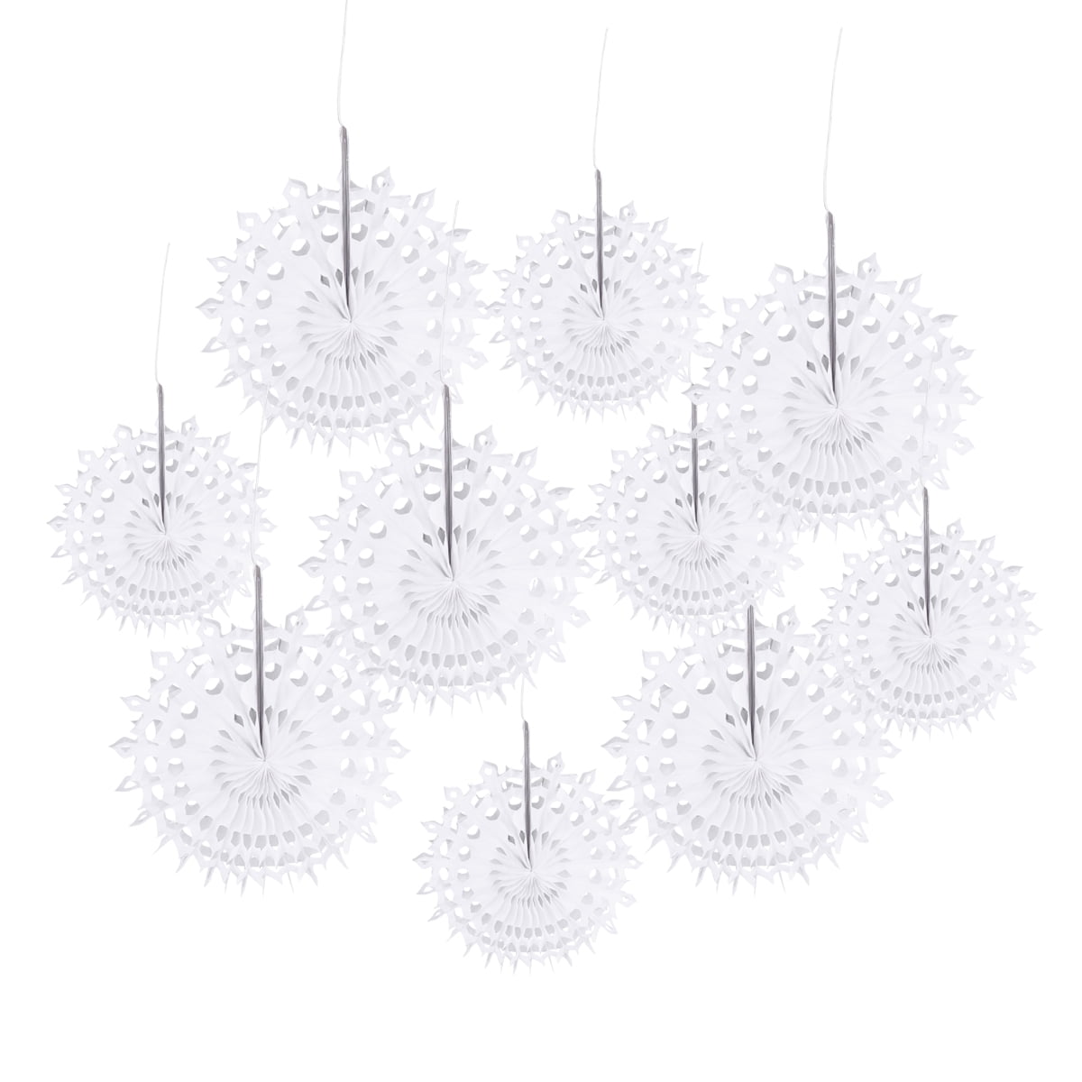 10pcs Hanging Snowflake Paper Fan Handmade Fans Set in Vibrant for ...