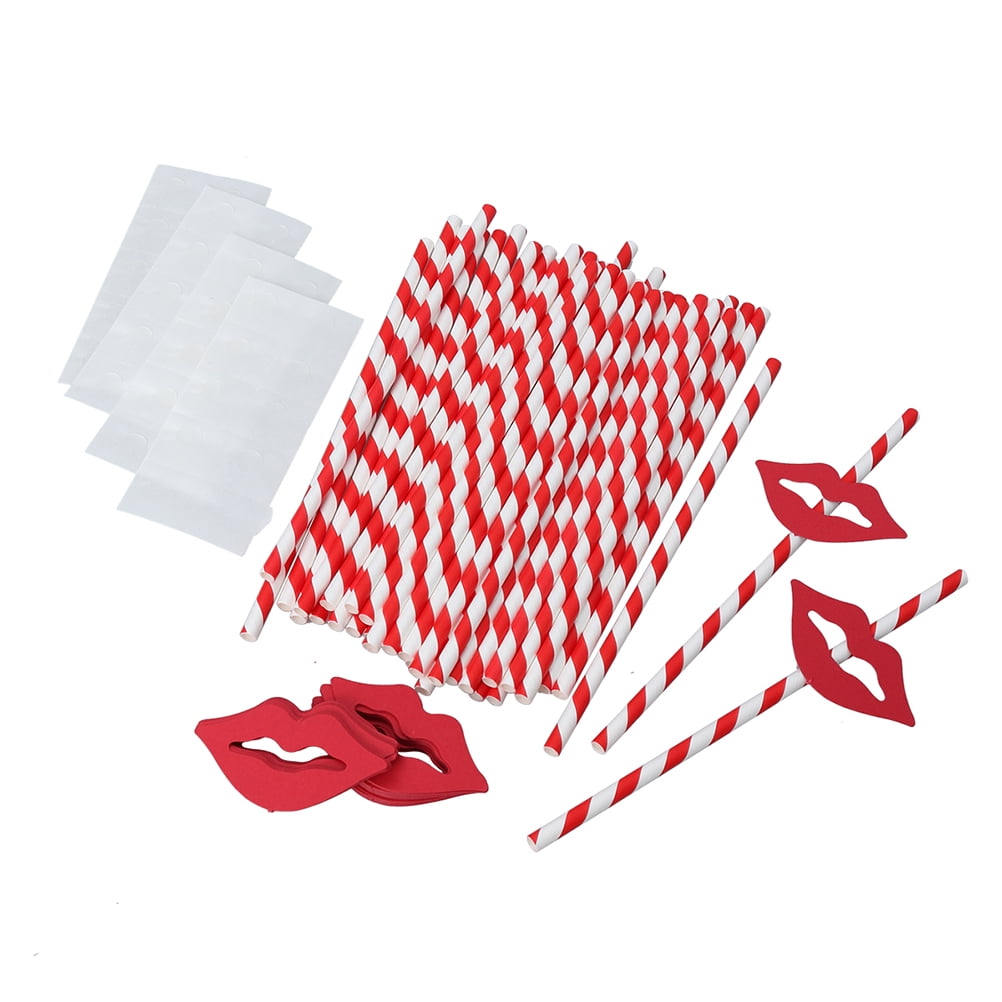 10pcs Heart Shape Paper Straws Decorative Cocktail Drinking Straws for ...