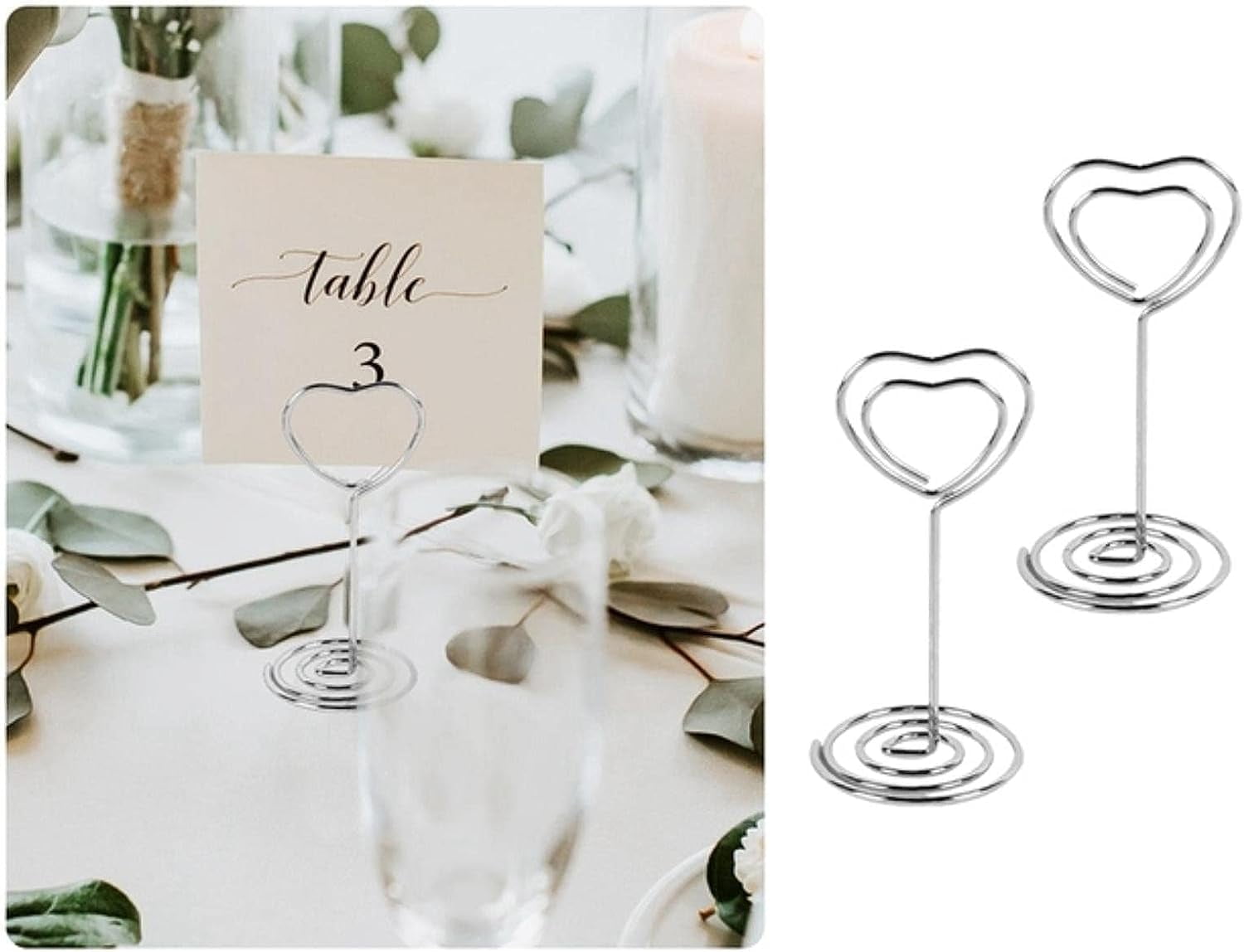 10pcs Heart Shape Place Memo Card Holders Lovely Name Number Photo Clip ...