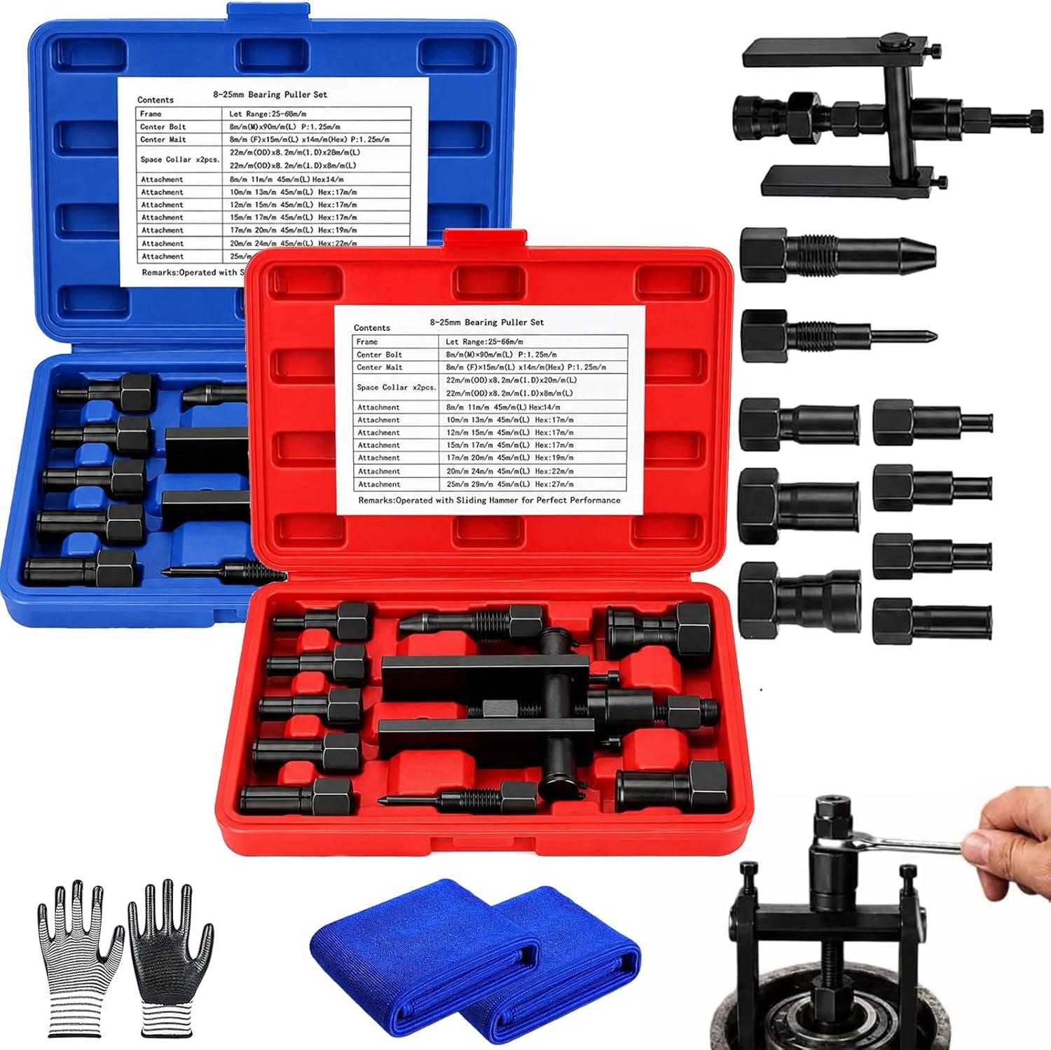 10pcs Heavy Duty Blind Hole Bearing Puller Tool Set, Durable Internal ...