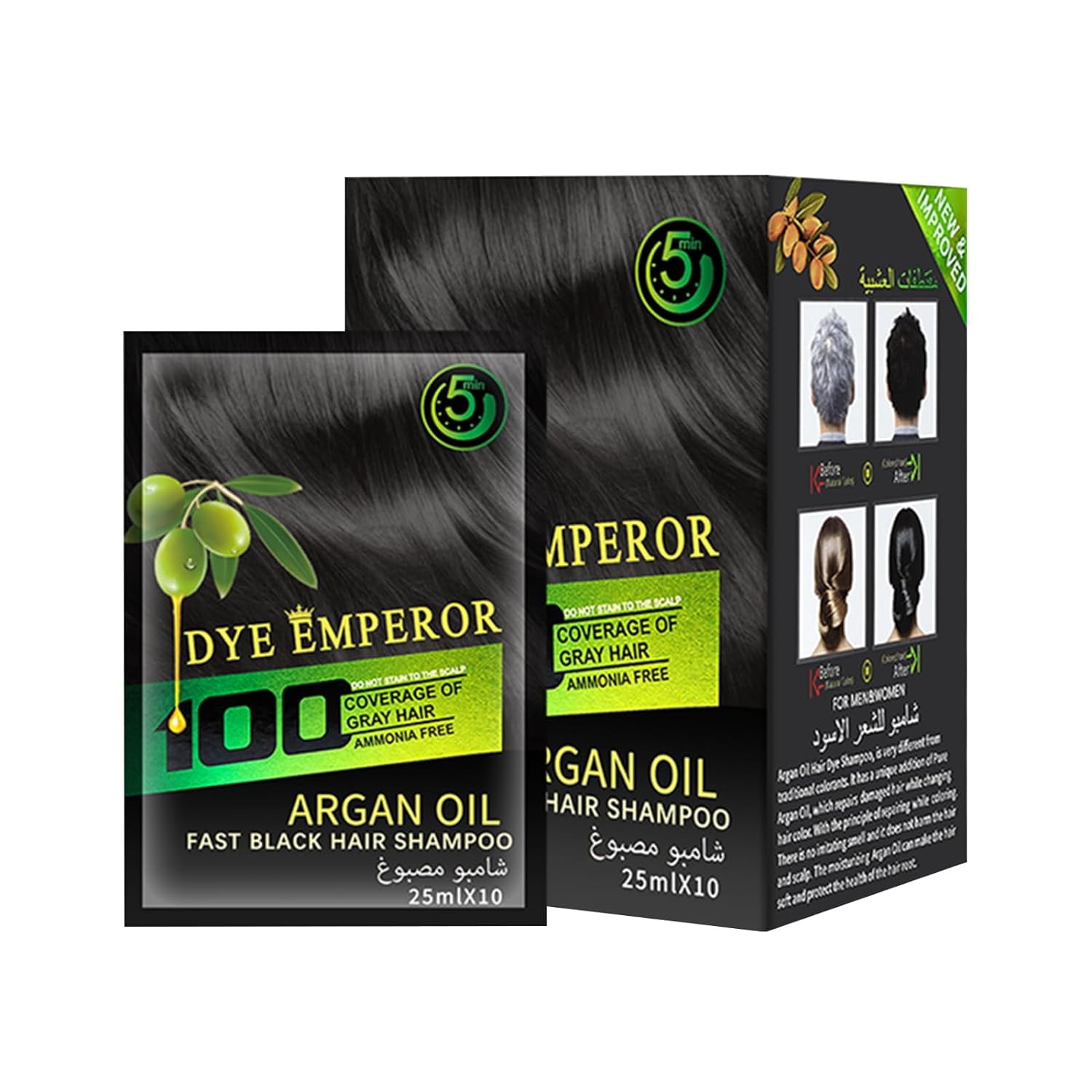 10pcs Herbal Hair Color Shampoo For Instant Dyeing - 100% Gray Hair ...