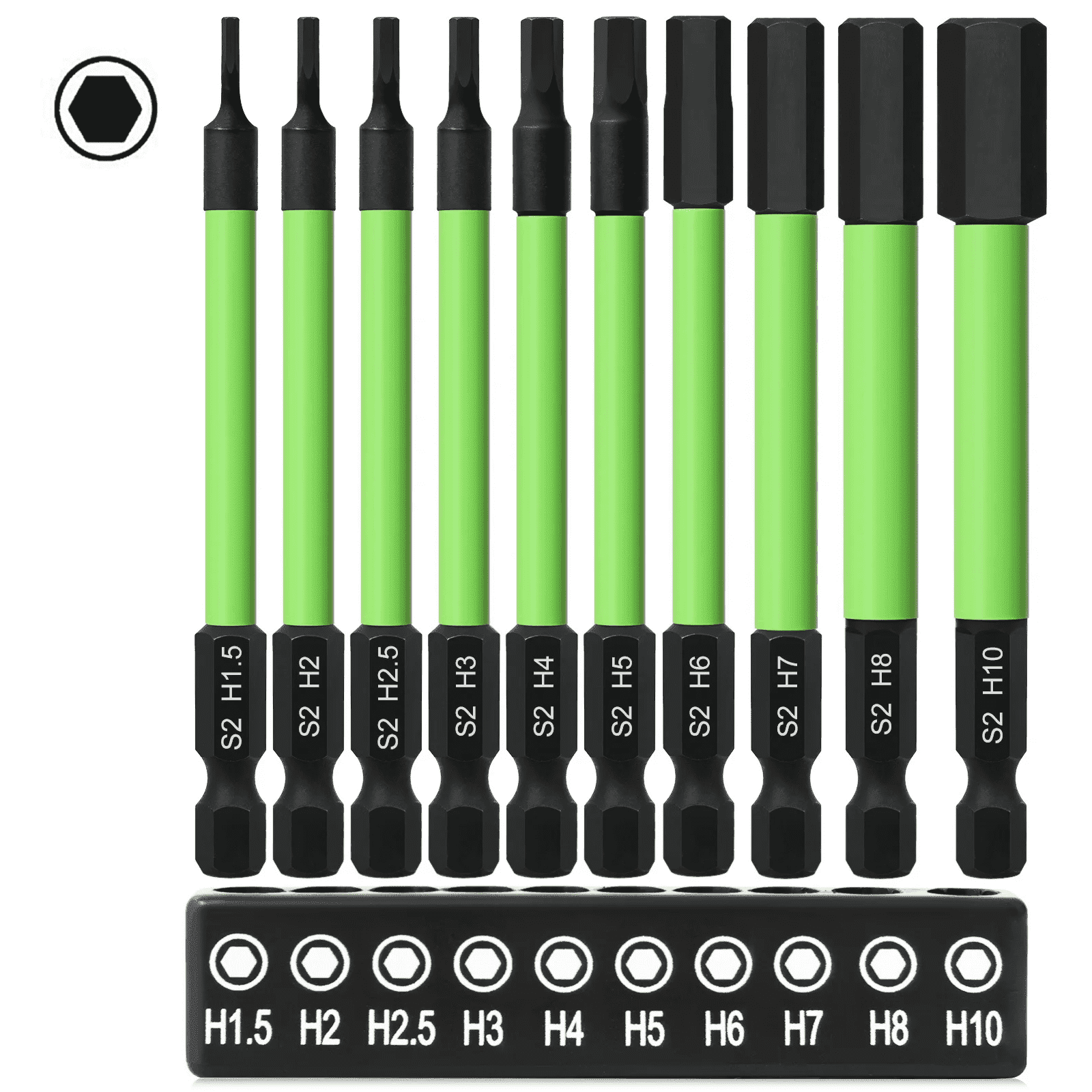 Tonsiki 10Pcs Allen Wrench Drill Bit Set, 1/4" Hex Shank Metric Hex Bit ...