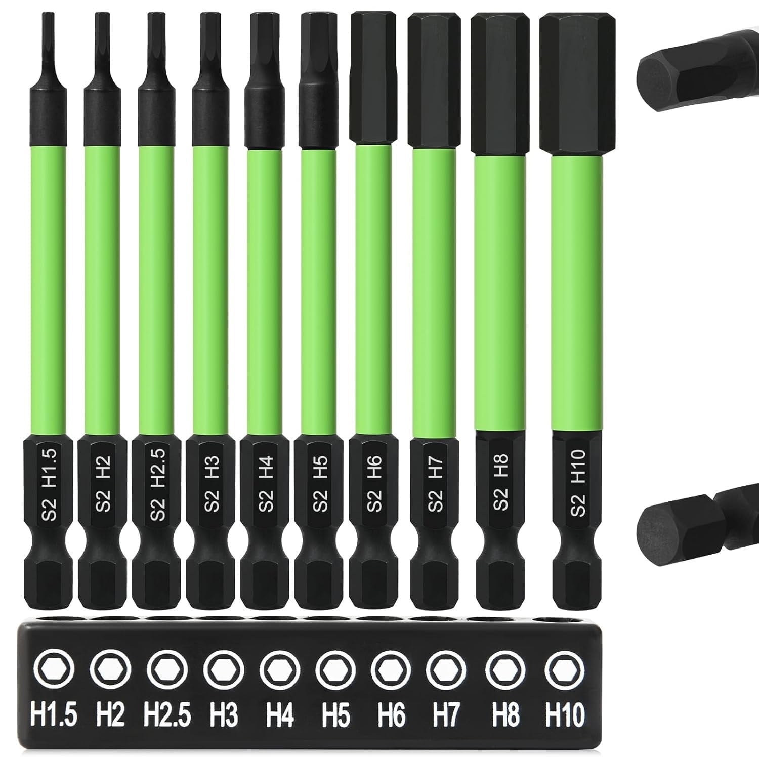 10pcs Hex Head Allen Wrench Drill Bits Set with Bit Holder, 1/4" Hex ...