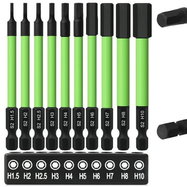 TSV Allen Wrench Drill Bits Set, Magnetic S2 Alloy Steel Hex Bits, 1/4" Hex-Shank, Metric & SAE ...