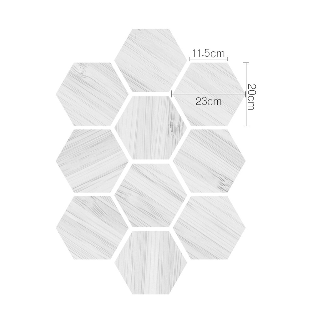 10pcs Hexagon Wood Grain PVC Wall Stickers Waterproof Imitation Wood ...