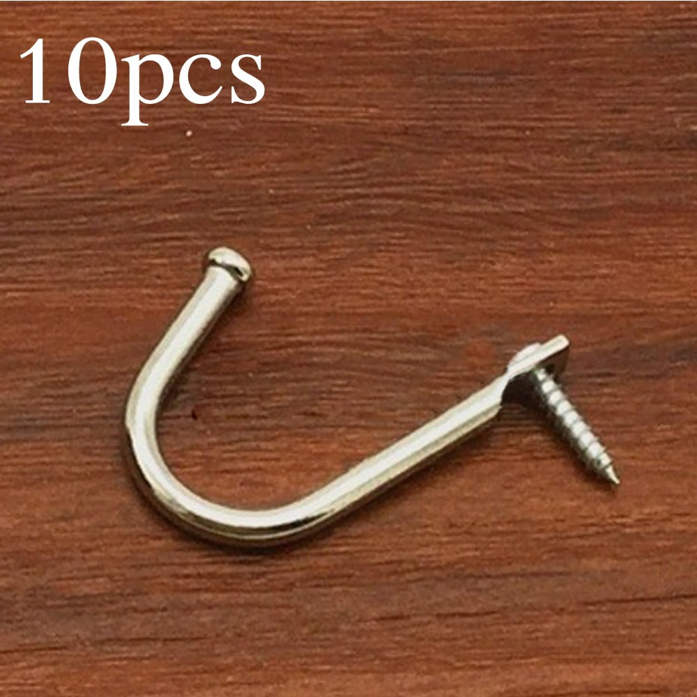 10pcs Hook With Screw Iron Hooks Wall Door Kitchen Sticky Hanger Holder ...