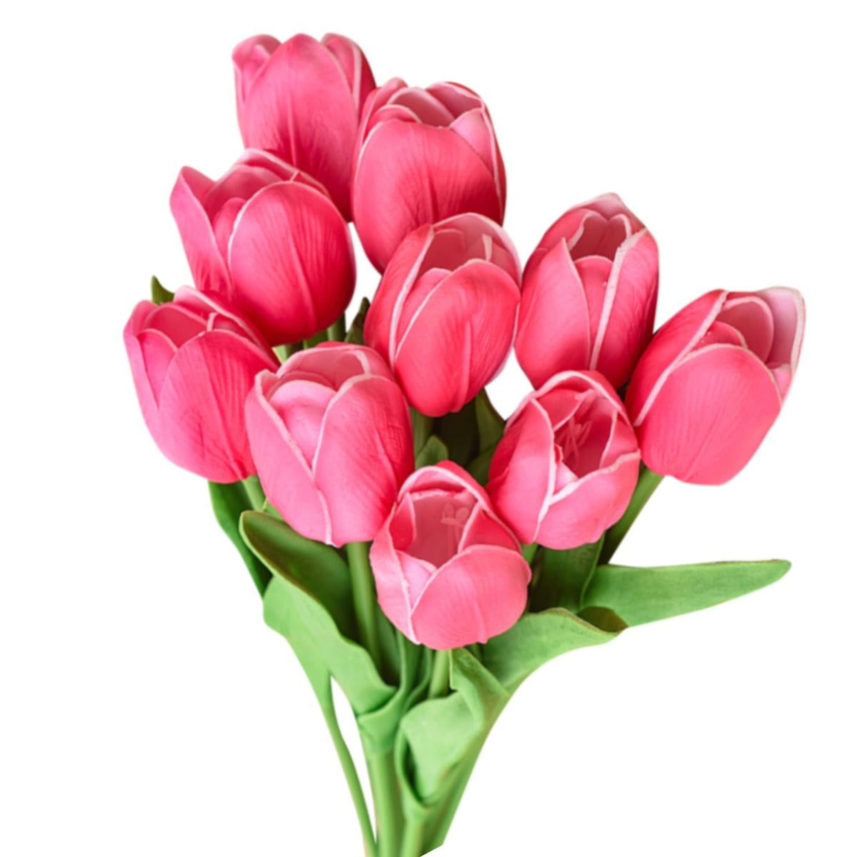 10pcs Hot Pink Flowers Artificial Tulip Stems Real Feel PU Tulips for ...