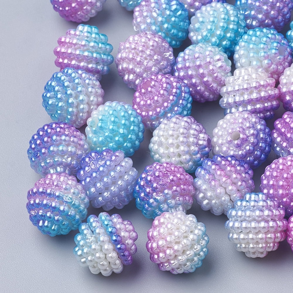 10pcs Imitation Pearl Acrylic Beads Berry Beads Combined Beads Rainbow ...
