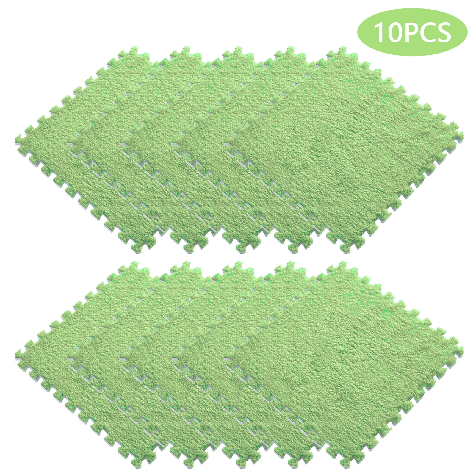 10pcs Interlocking Carpet Shaggy Soft EVA Foam Mats Fluffy Rugs ...