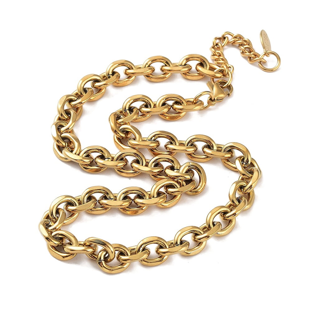 10pcs Ion Plating(IP) 304 Stainless Steel Chain Necklace Real 18K ...