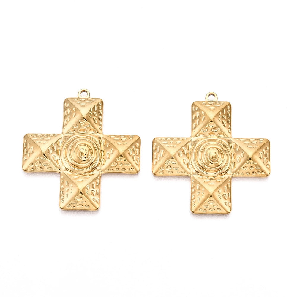 10pcs Ion Plating(IP) 304 Stainless Steel Pendants Charms Real 18K Gold ...