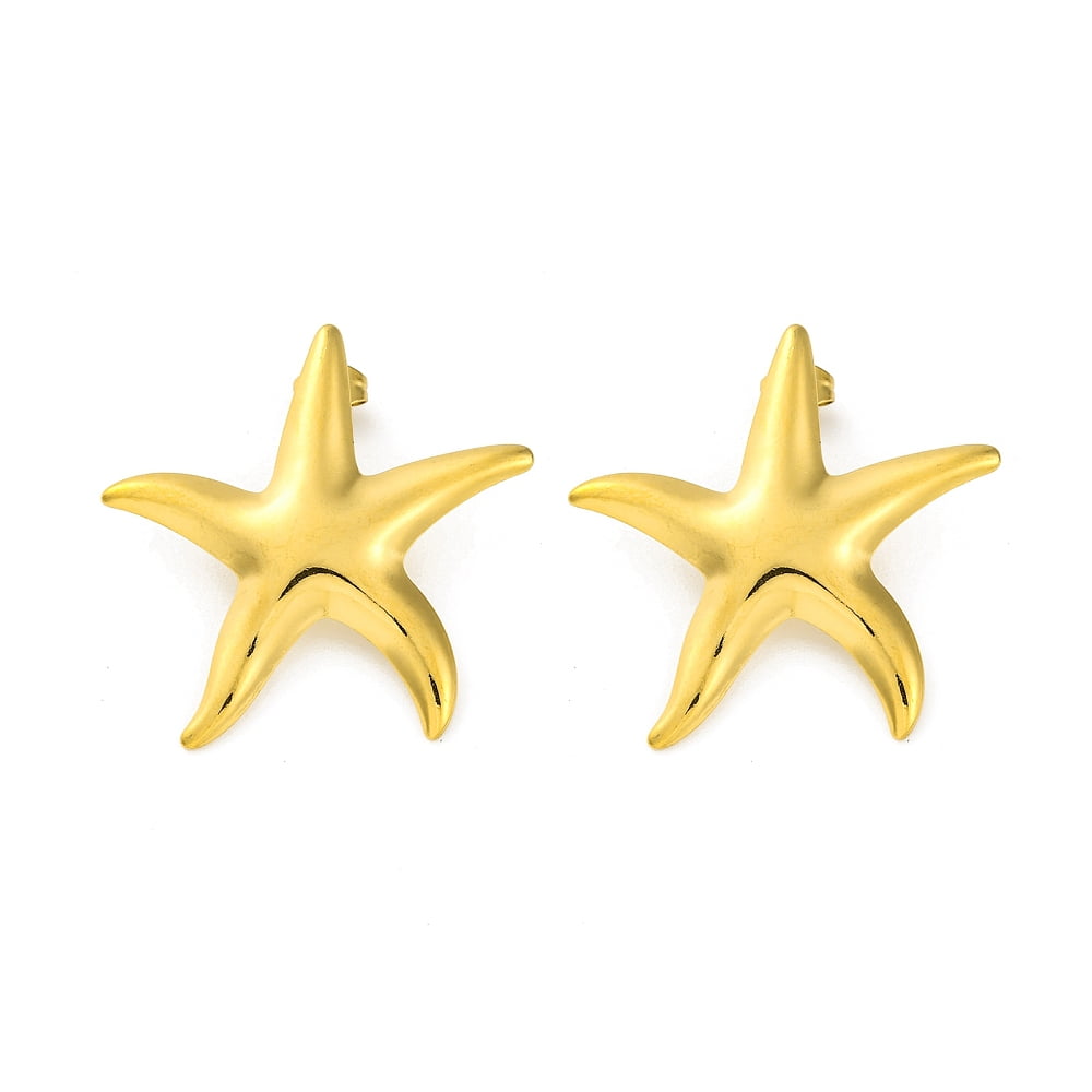 10pcs Ion Plating(IP) 304 Stainless Steel Starfish Stud Earrings Real ...