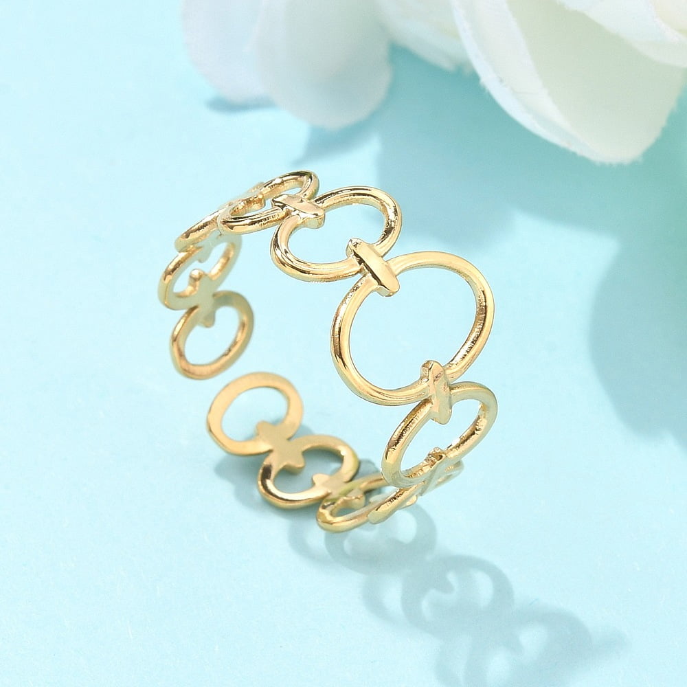 10pcs Ion Plating(IP) Adjustable 304 Stainless Steel Finger Rings Long ...