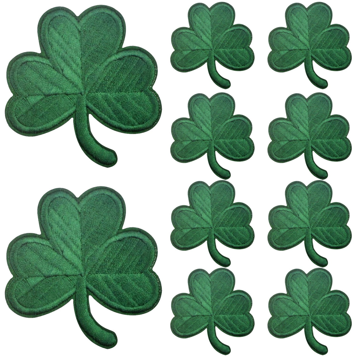 10pcs Irish Clover Dark Green Embroidered Patches Lucky Shamrock Iron ...